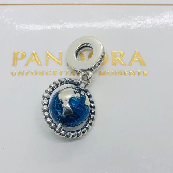 Pandora | Jewelry | Pandora Blue Spinning Globe Dangle Charm | Poshmark